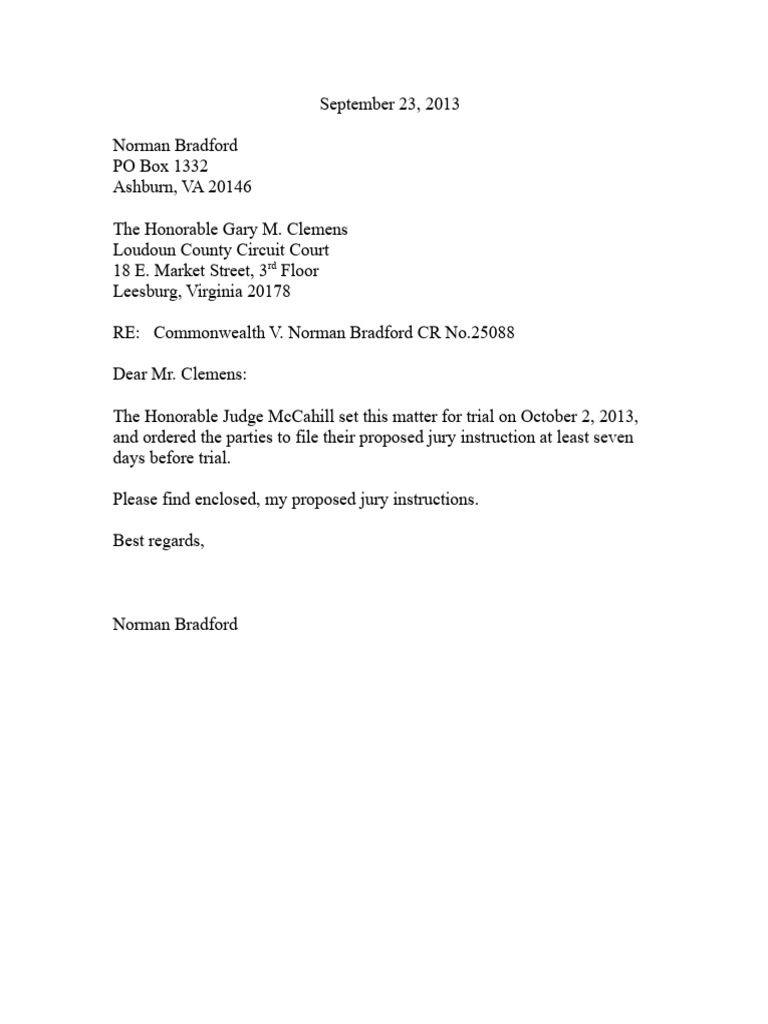Jury Instruction Letter | PDF
