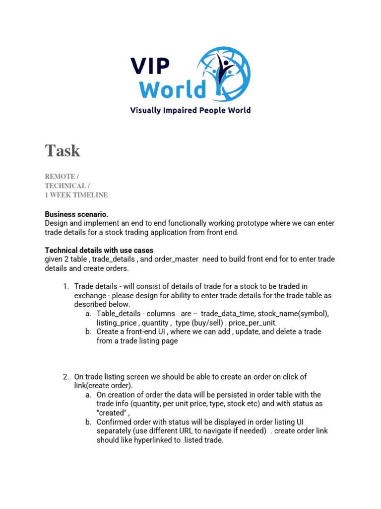 Full Stack Developer Role - Task | PDF