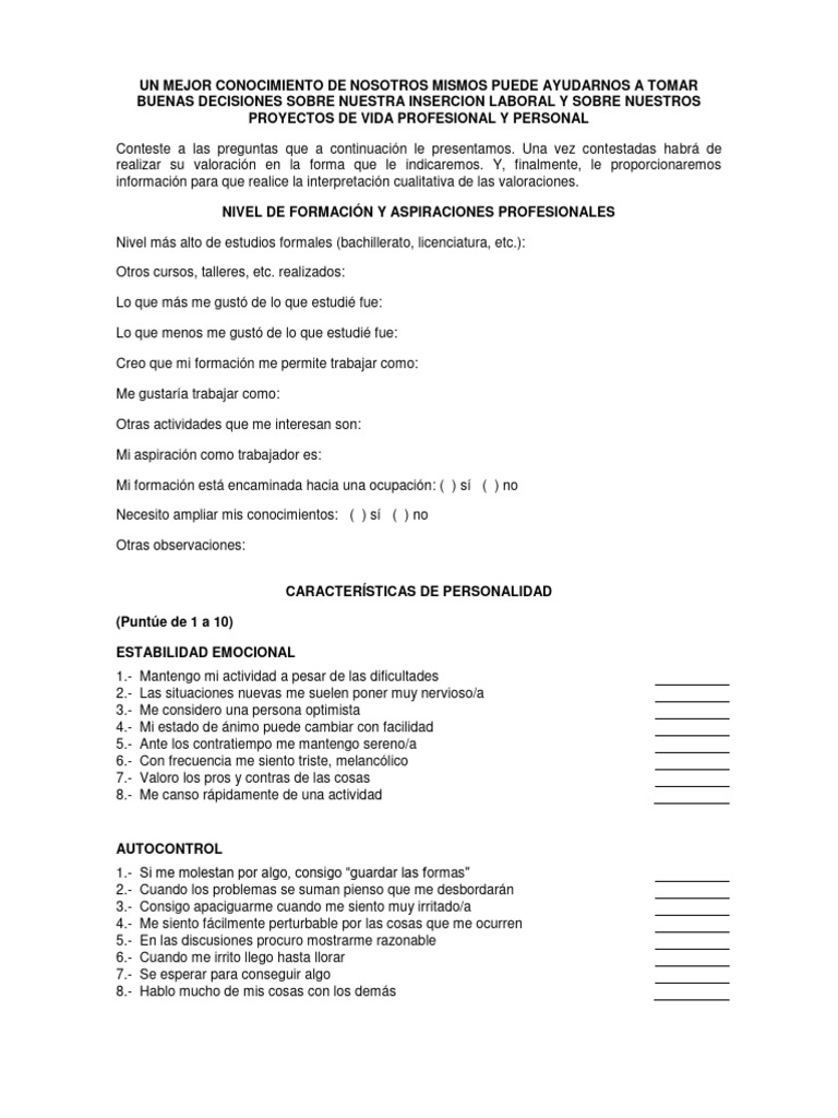 Autoconocimiento para el Éxito Laboral | PDF | Ansiedad | Conceptos psicologicos