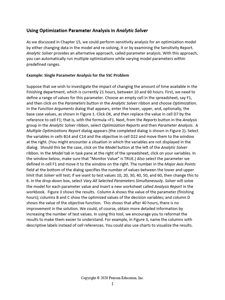 08 - Using Optimization Parameter Analysis in Analytic Solver | PDF | Mathematical Optimization ...