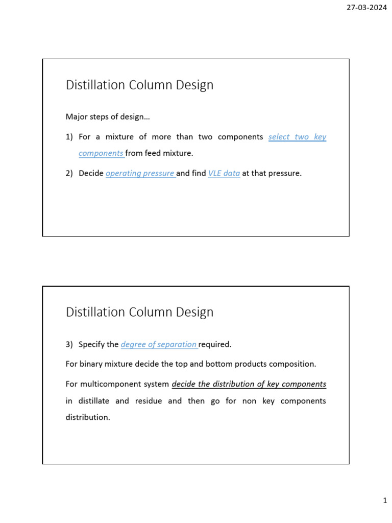 Distillation Design 0 | PDF