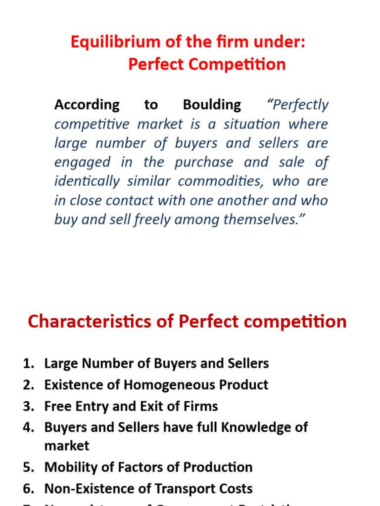 Equilibrium of The Firm Under Perfect Competition | PDF | Perfect ...