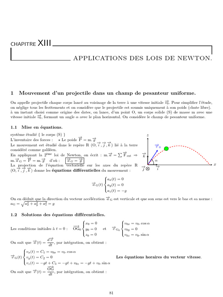 Mouvement d'un projectile en chute libre | PDF | Poids | Quantité