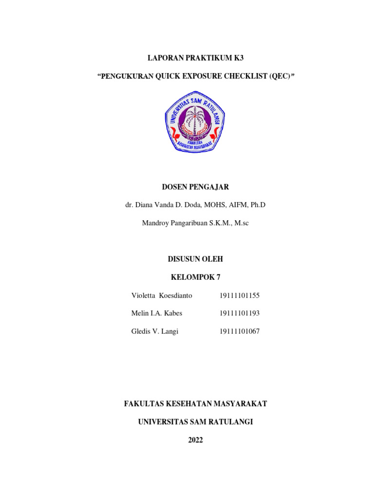 Pengukuran Quick Exposure Checklist (QEC) | PDF