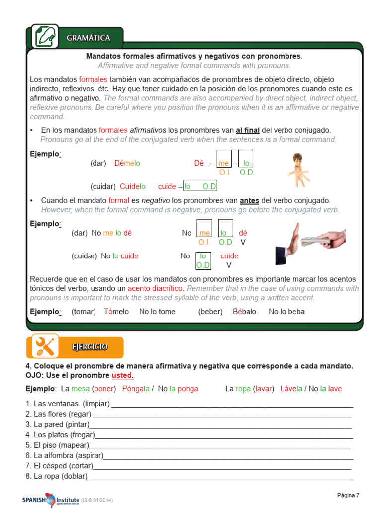 Mandatos formales con pronombres | PDF | Unidades Semánticas ...