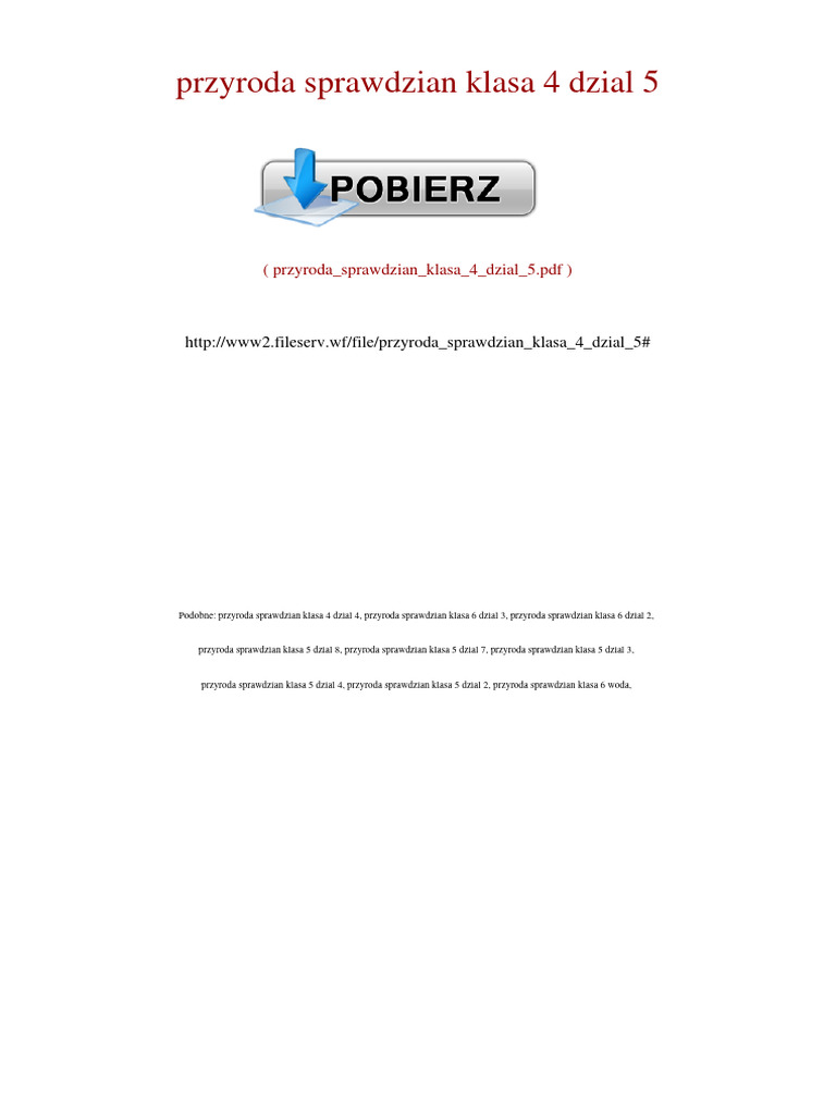 Przyroda Sprawdzian Klasa 4 Dzial 5 | PDF Przyroda Sprawdzian Klasa 4 Dzial 5 | PDF
