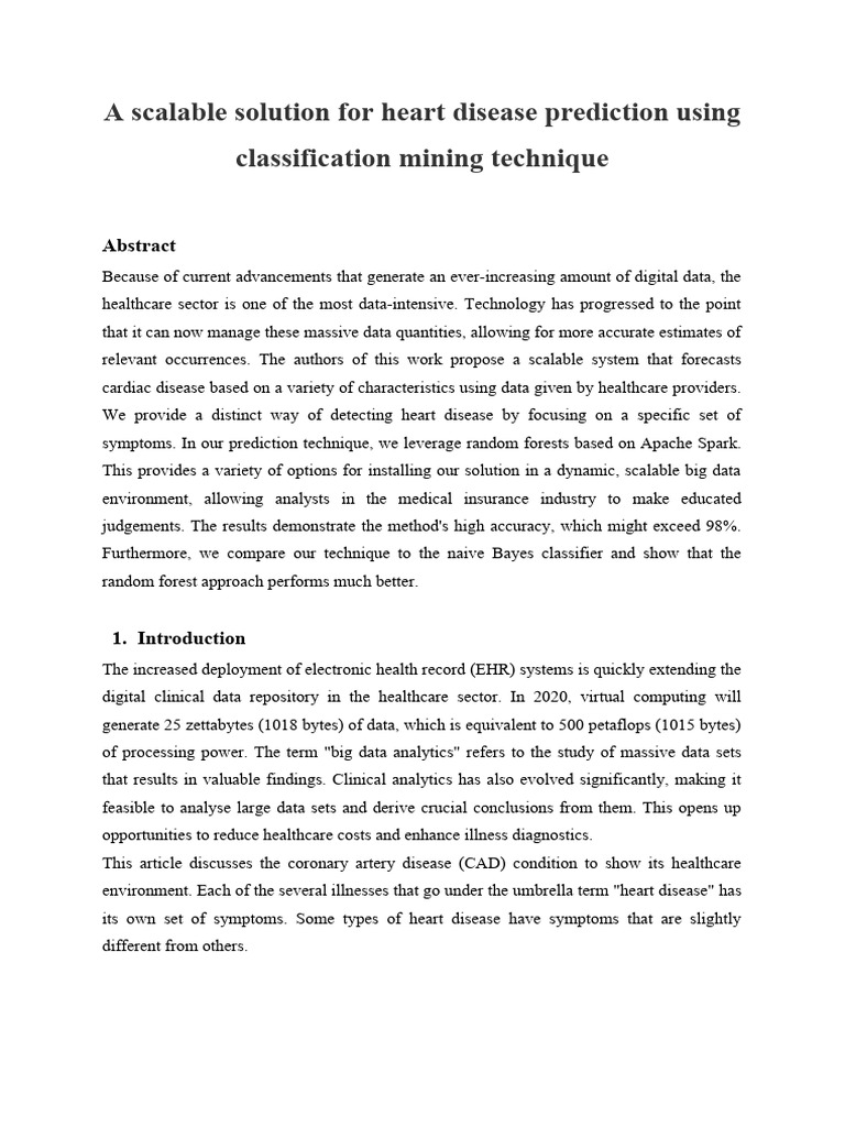 A Scalable Solution For Heart Disease Prediction Using Classification ... A Scalable Solution For Heart Disease Prediction Using Classification ...