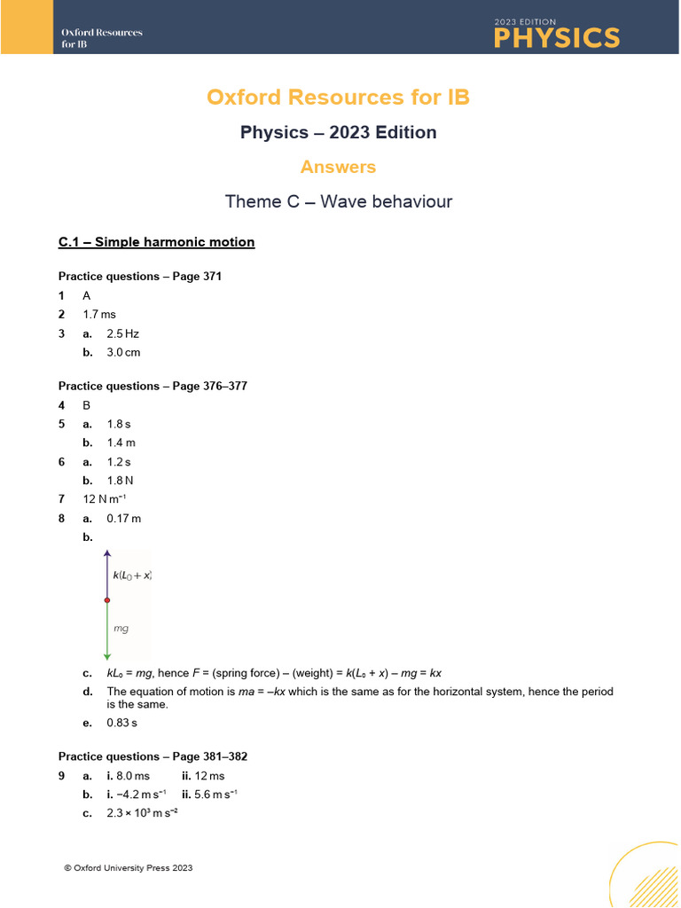IB Physics Answers ThemeC | PDF | Wavelength | Diffraction
