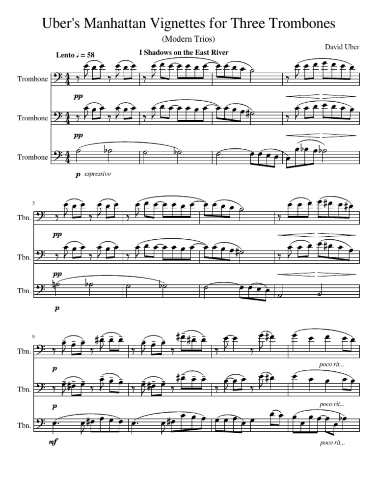 Ubers Manhattan Vignettes For Three Trombones | PDF | Music Theory ...