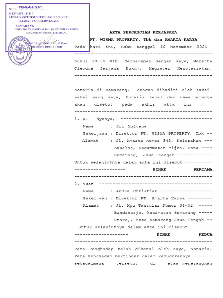 ALAT BUKTI AKTA PERJANJIAN | PDF