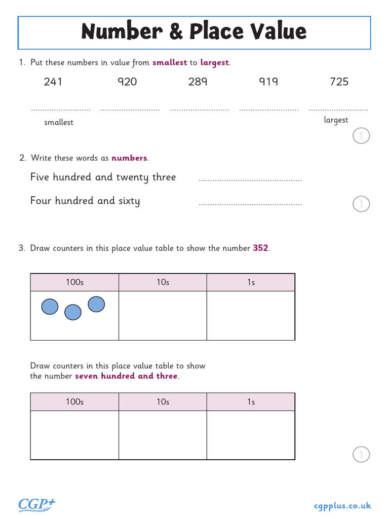 Year 3 Number & Place Value Maths Assessment (Year 3) Full Colour ...