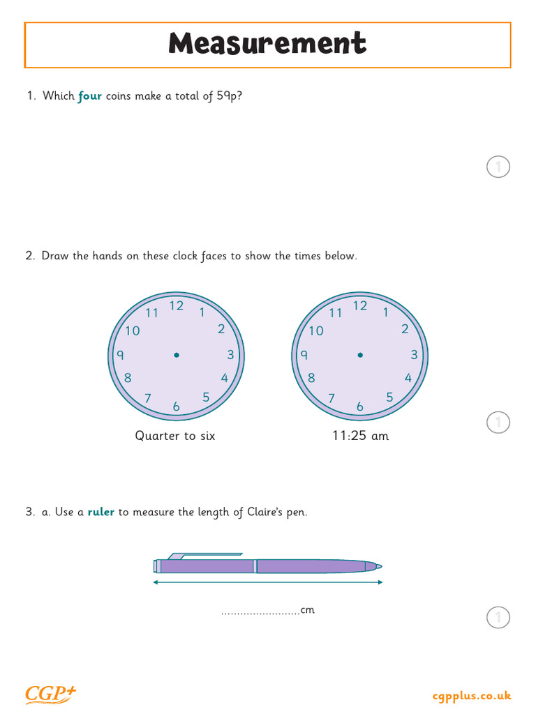 Year 3 Measurement Worksheets | PDF