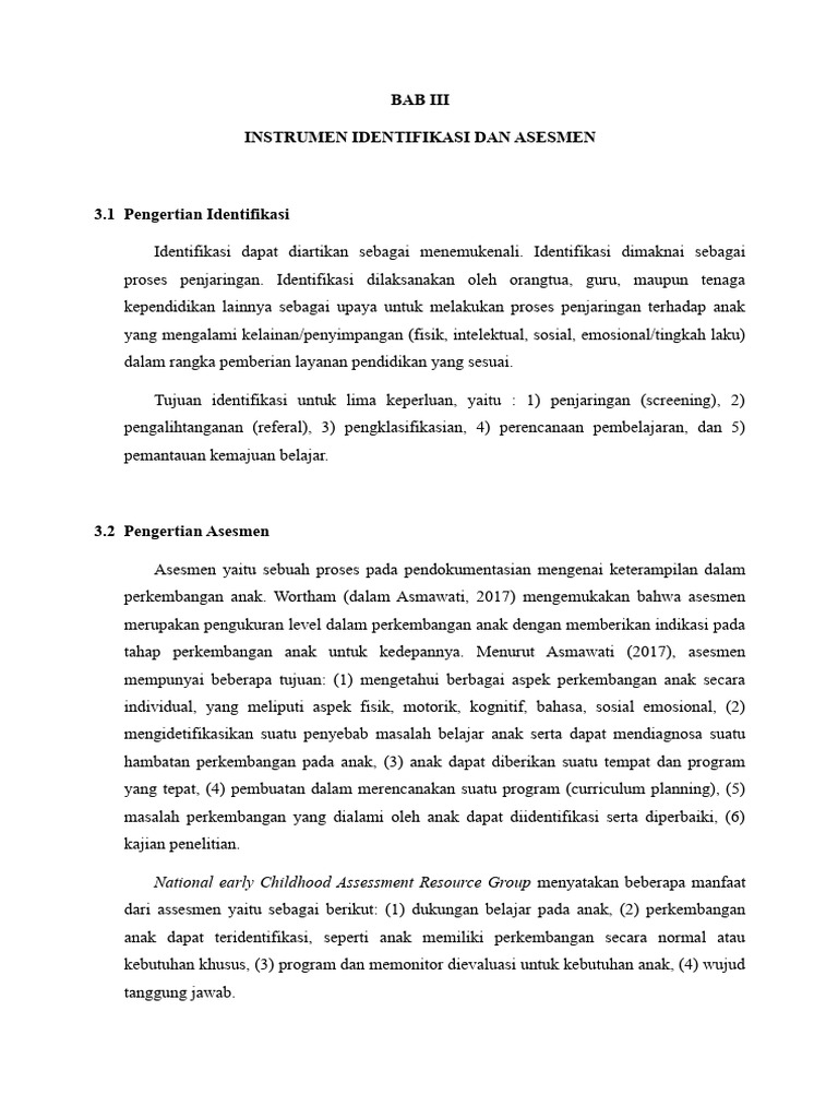 BAB III - Instrumen Identifikasi - Asesmen | PDF