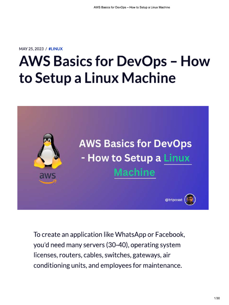 AWS Basics For DevOps - How To Setup A Linux Machine | PDF