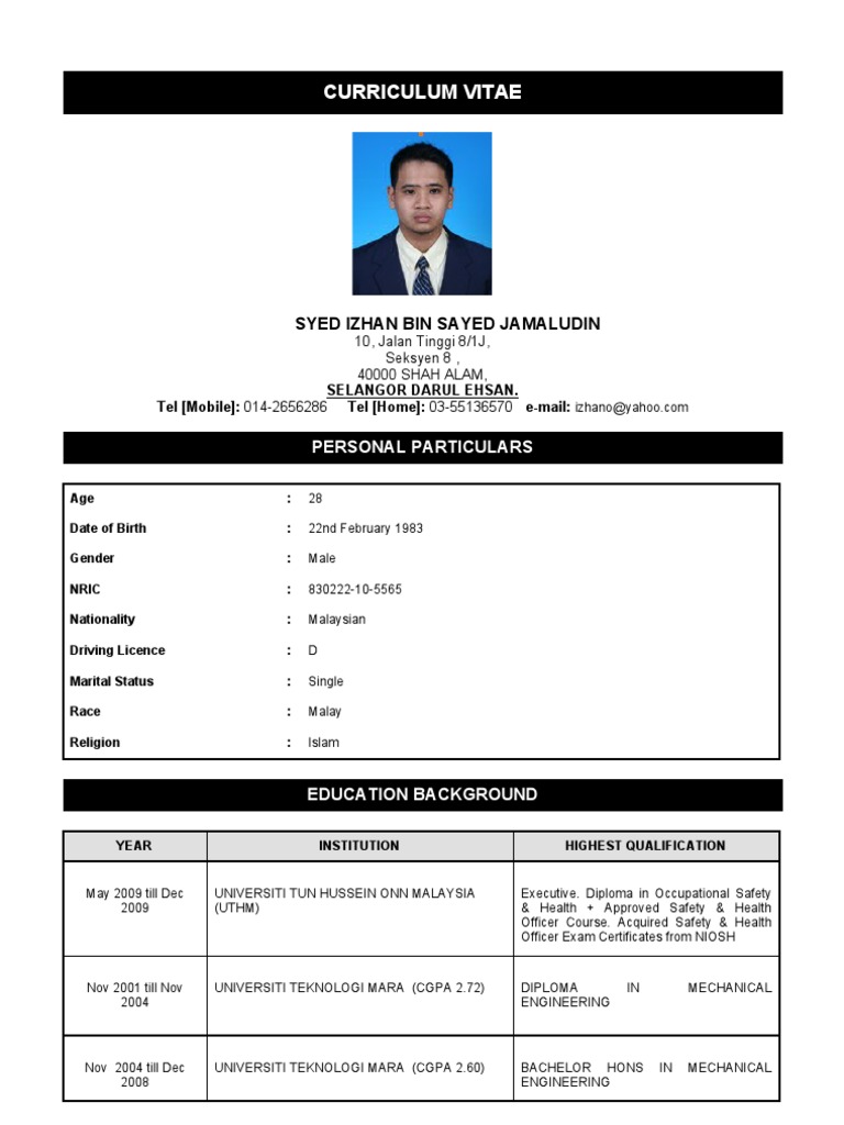 Resume Syed Izhan Pdf Science Engineering