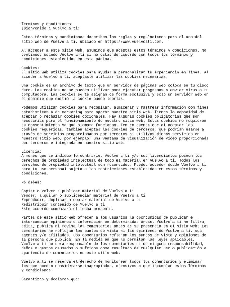 Ejemplo de Terminos y Condiciones | Descargar gratis PDF | Cookie HTTP ...