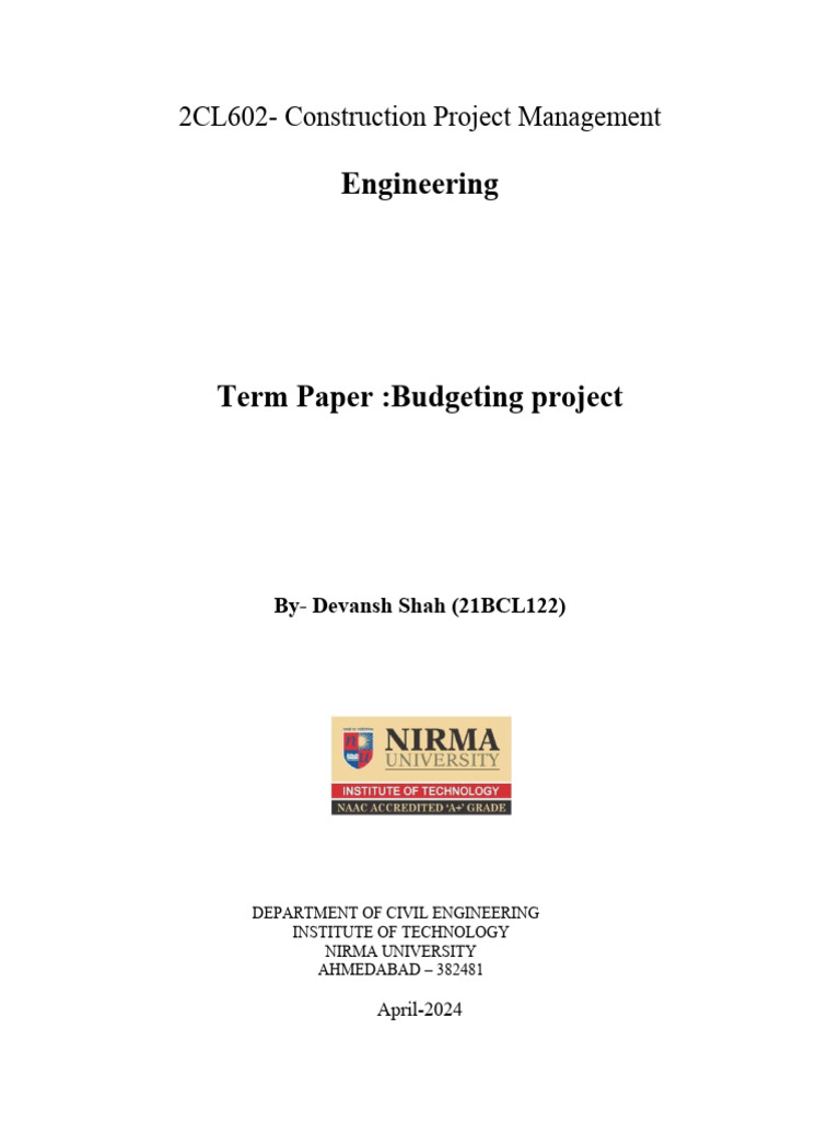 21BCL035 CPM Term Paper | PDF | Project Management | Budget