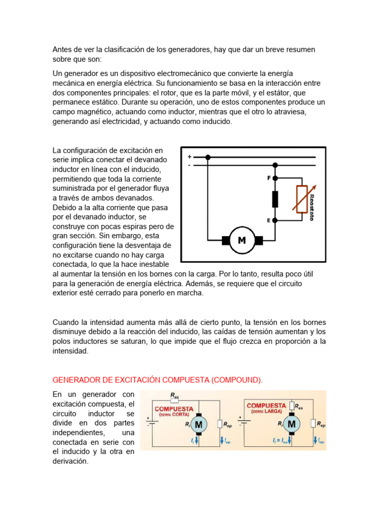 Tipos de Generadores Electricos | PDF | Inductor | Generador eléctrico