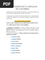Mapa Político de Colombia y Capitales | PDF