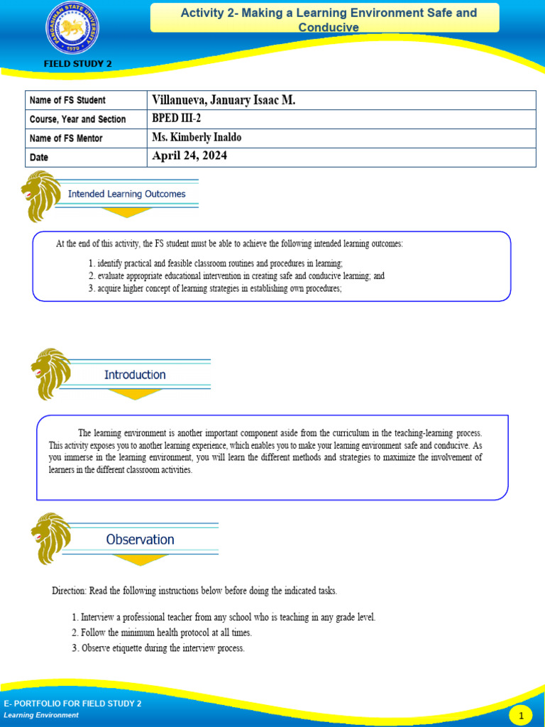 TAPOS NA FS2-Act2 | PDF | Learning | Teachers