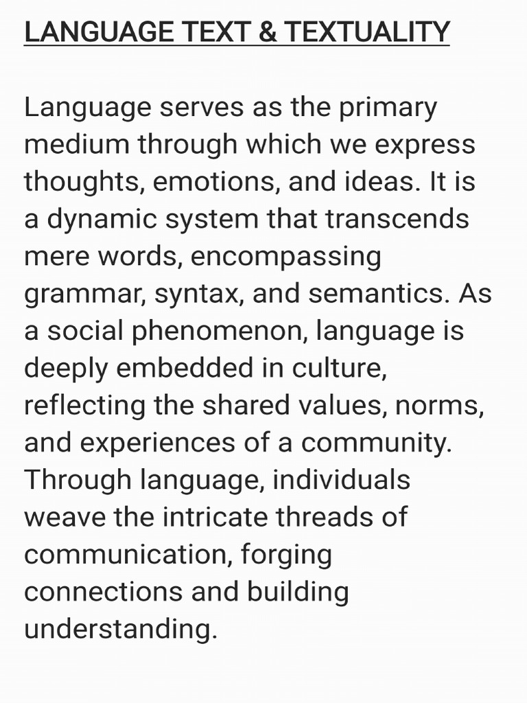 Language Text and Textuality | PDF