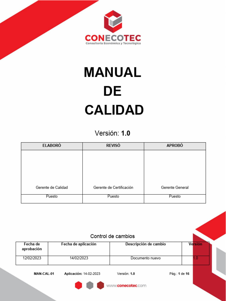 MAN-CAL-01 Manual de Calidad 20072023 | Descargar gratis PDF | Calidad (comercial) | Sistema de ...