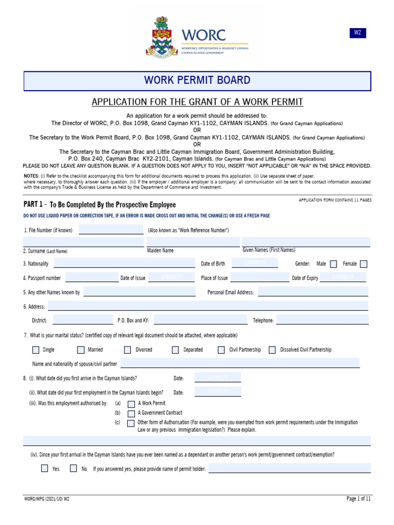 W2 - WPB - Grant of A Work Permit WPG - v7 | PDF | Pension | Employment