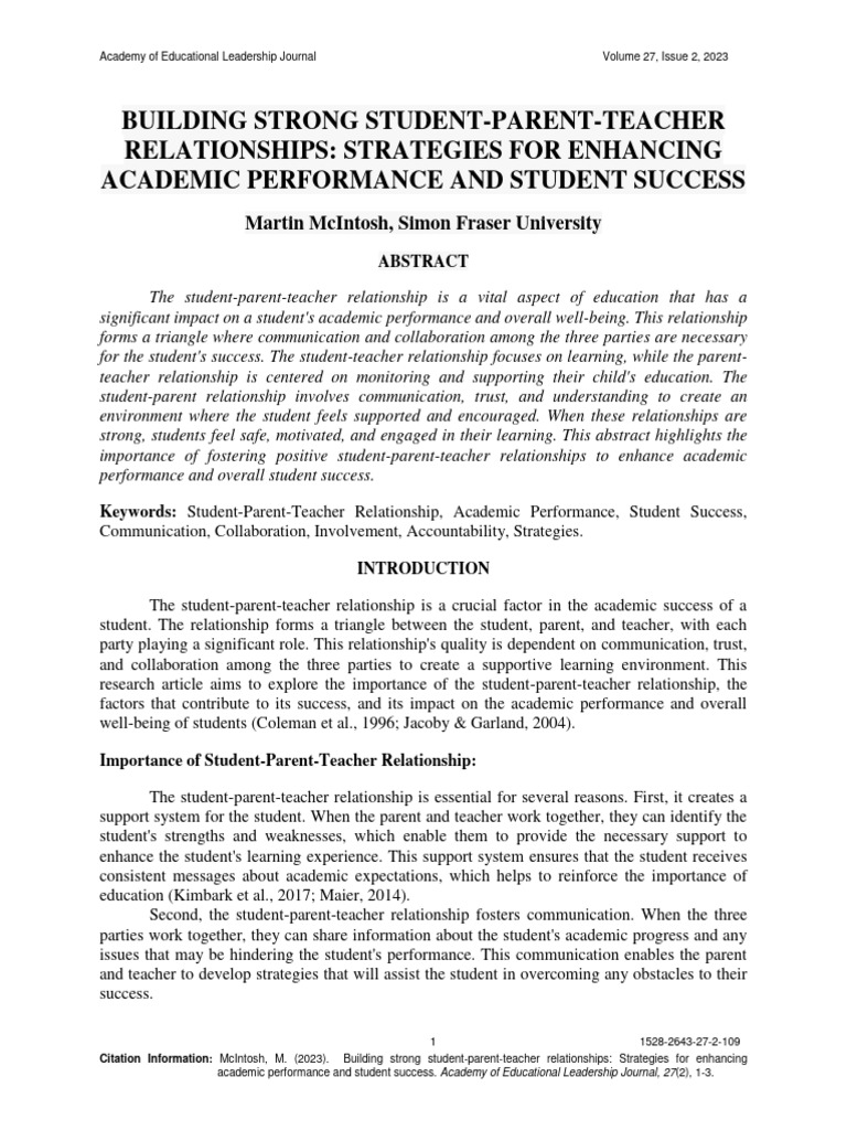 Building Strong Student Parent Teacher Relationships - Strategies For ...
