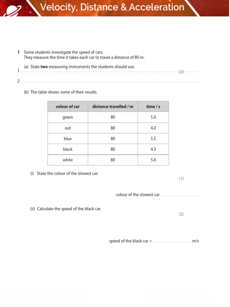 Velocity, Distance - Acceleration 1 QP | Download Free PDF | Acceleration | Force