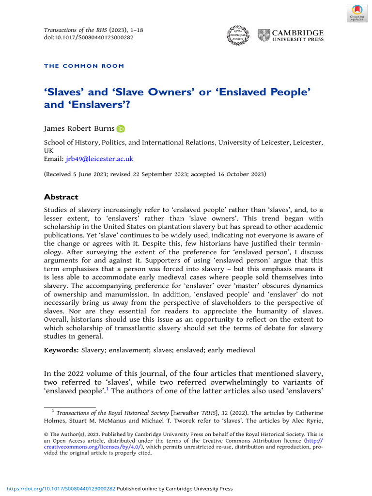 Historians Debate Slavery Terminology | PDF | Slavery | Slavery In The ...