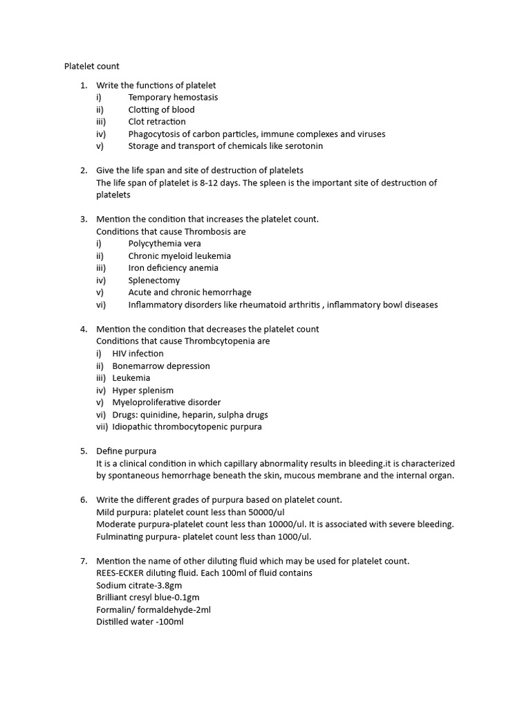 Platelet Count & Reticulocyte Count | PDF | Platelet | Anemia