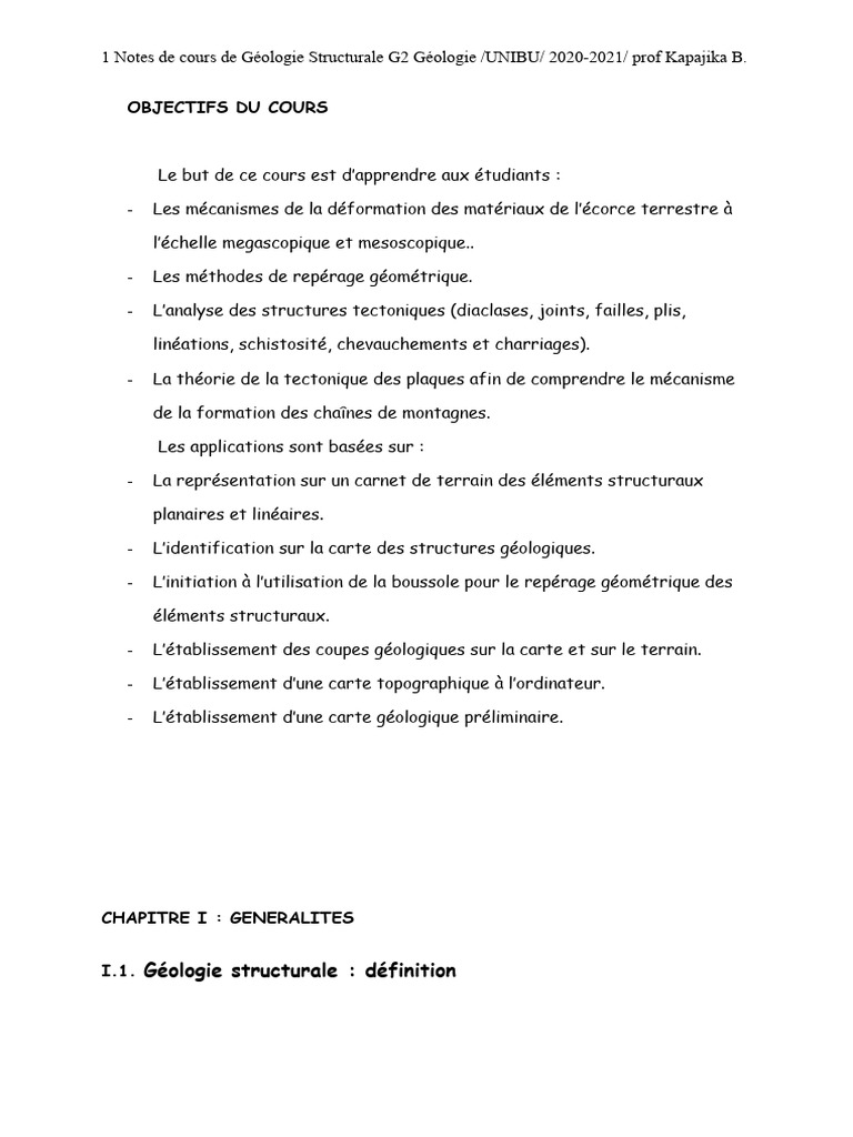 Cours de Géologie Structurale G2 | PDF | Faille (Géologie) | Géologie ...