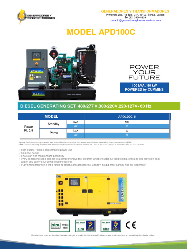 Apd100c-6 - Generadores y Transformadores | PDF | Diesel Engine | Engines