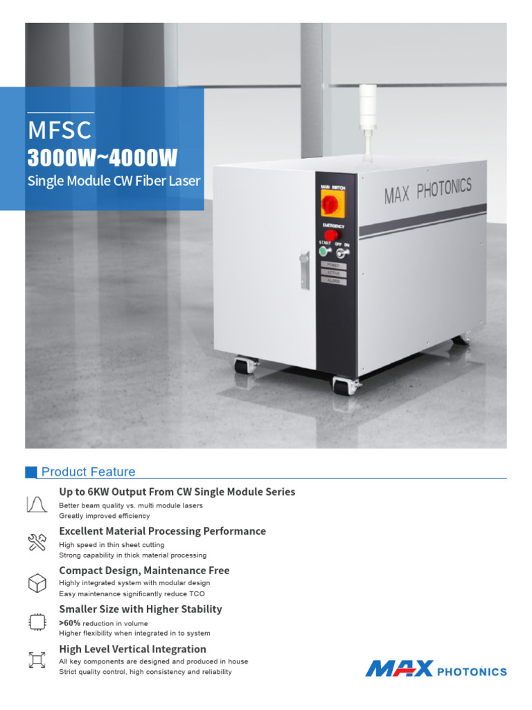 MFSC 3000W-4000W Single Module CW Fiber Laser | PDF | Laser | Optical Fiber