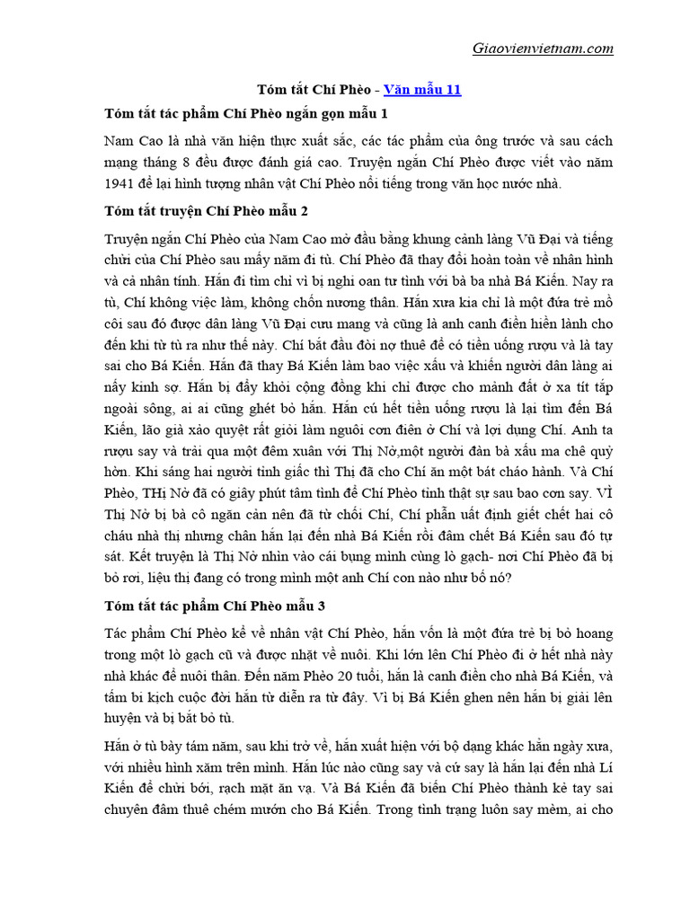 Tom Tat Tac Pham Chi Pheo | PDF