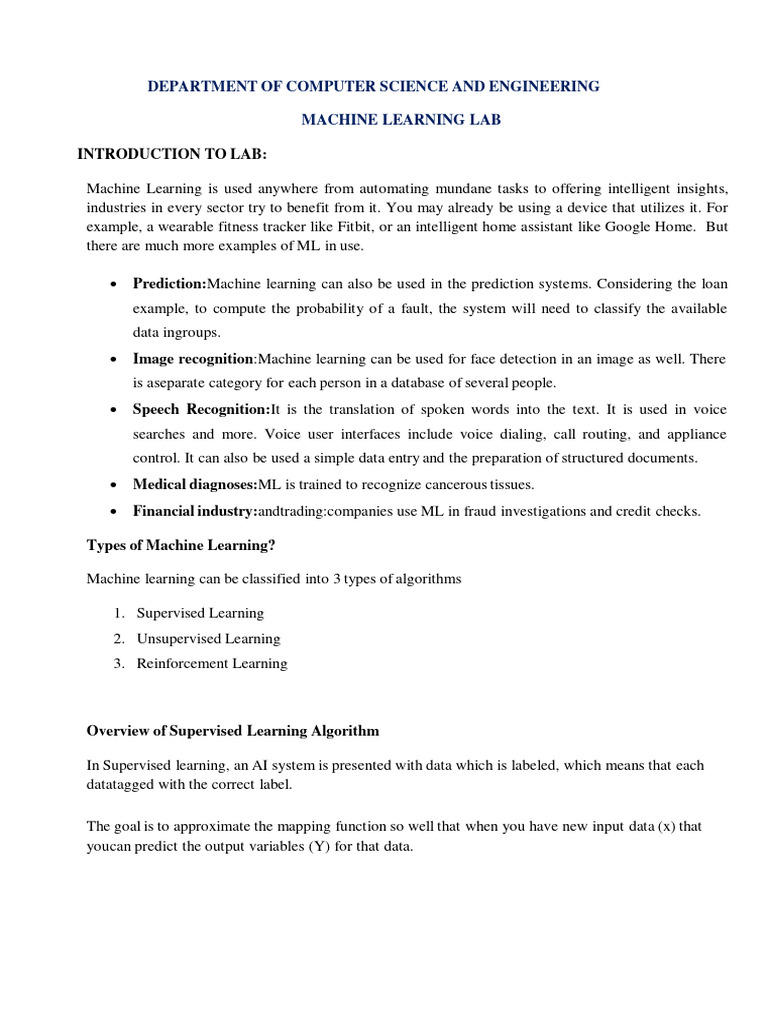 ML Lab Record | PDF | Machine Learning | Applied Mathematics ML Lab Record | PDF | Machine Learning | Applied Mathematics
