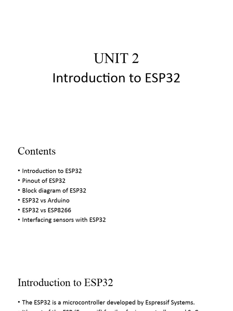 Unit 2 Esp32 | PDF | Microcontroller | Computer Engineering