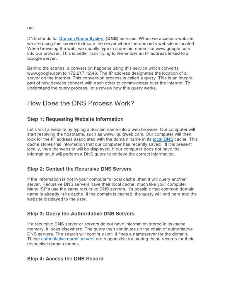 How Does The DNS Process Work?: Domain Name System | PDF | Domain Name System | Communications ...