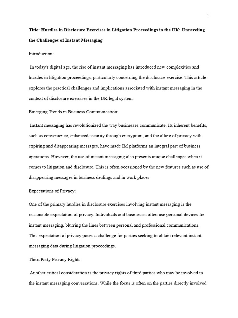 Disclosure and Instant Messaging Apps | PDF | Privacy | Instant Messaging