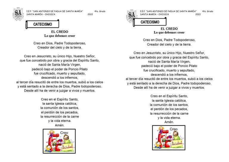 El Credo | PDF | María, madre de Jesús | La resurrección de Jesús