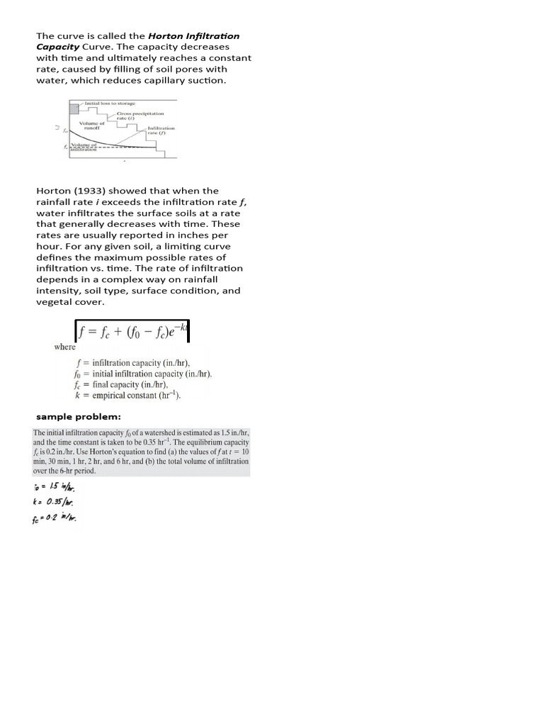 Green-Ampt and Horton Infiltration | PDF | Horticulture | Hydrology