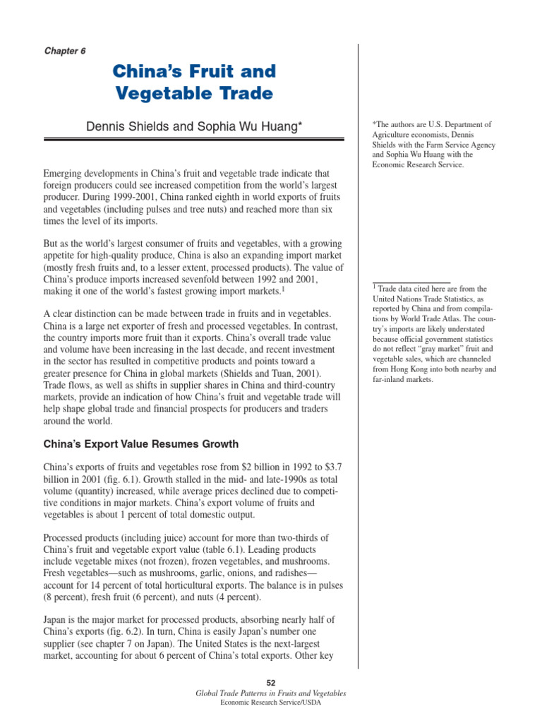 China’s Fruit and Vegetable Trade | PDF | Vegetables | China