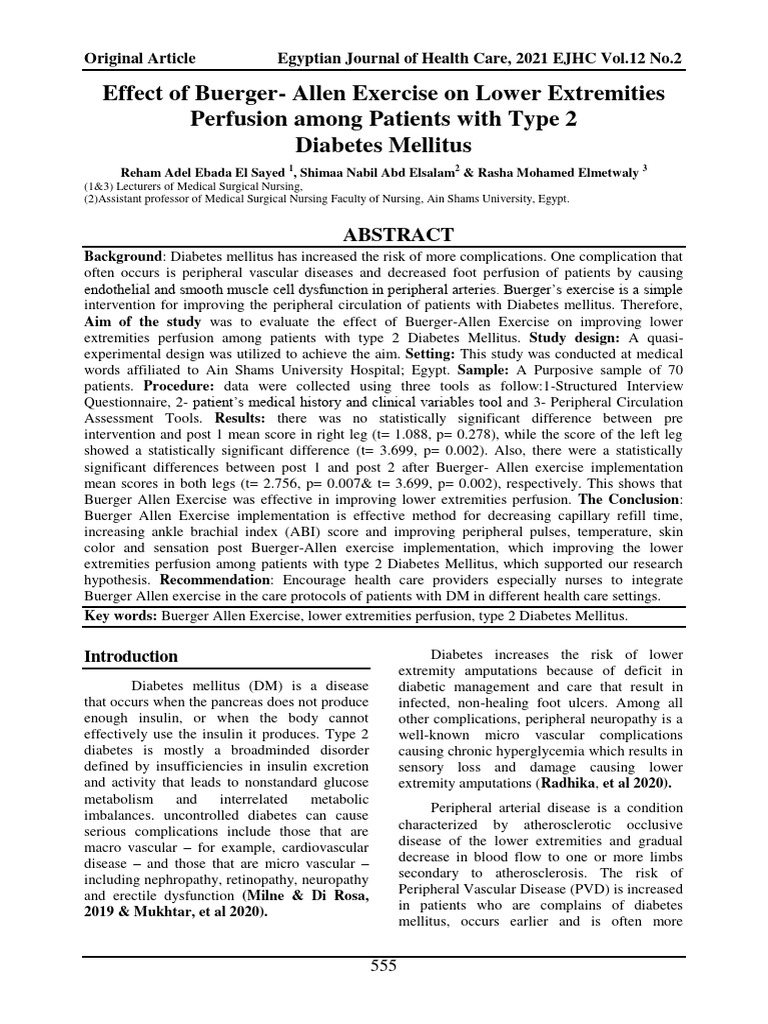 Egyptian study buergers allen exercise | PDF | Diabetes | Angiology