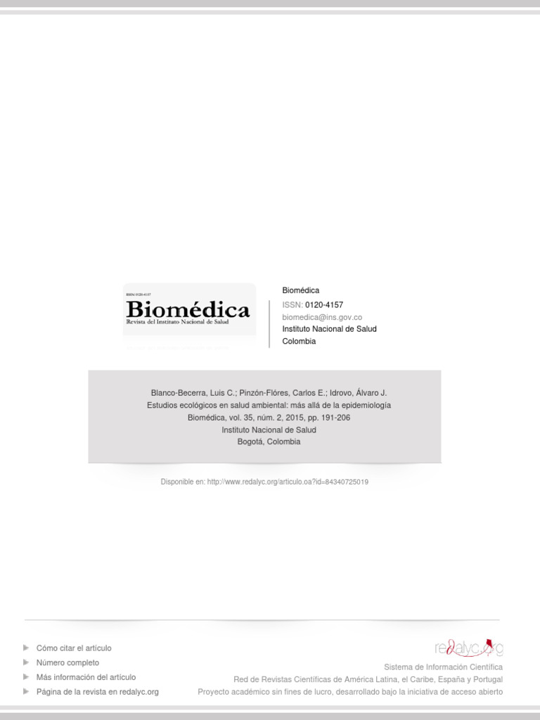 Estudios Ecológicos en Salud Ambiental - Más Allá de La Epidemiología ...