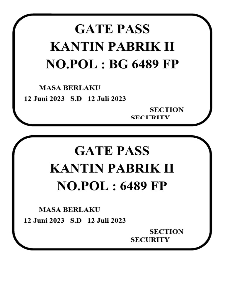 Gate Pass | PDF