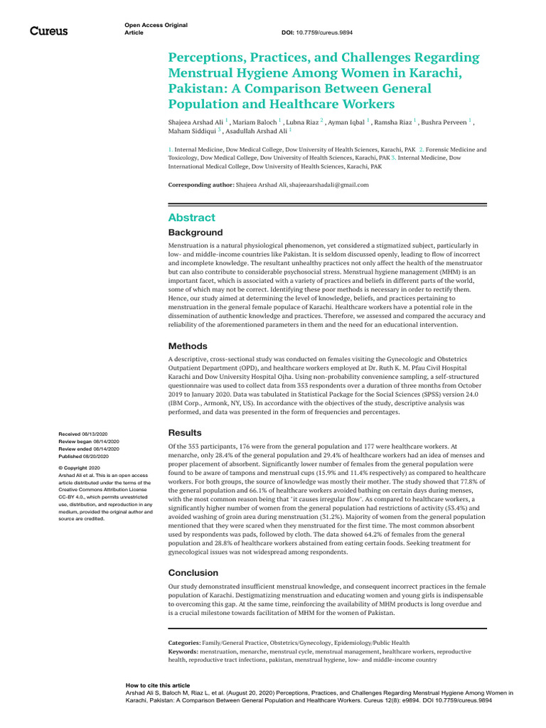 Refrence Article 1 | PDF | Menstruation