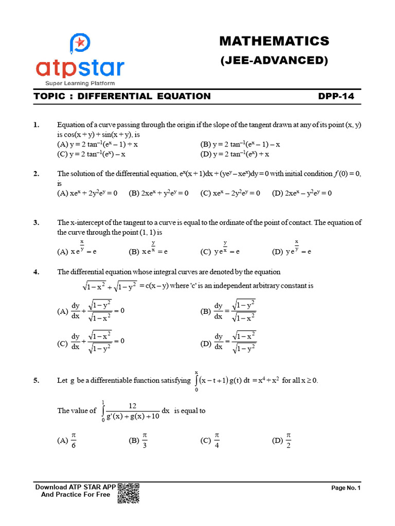 14 Differential Equation Pdf Tangent Mathematical Objects