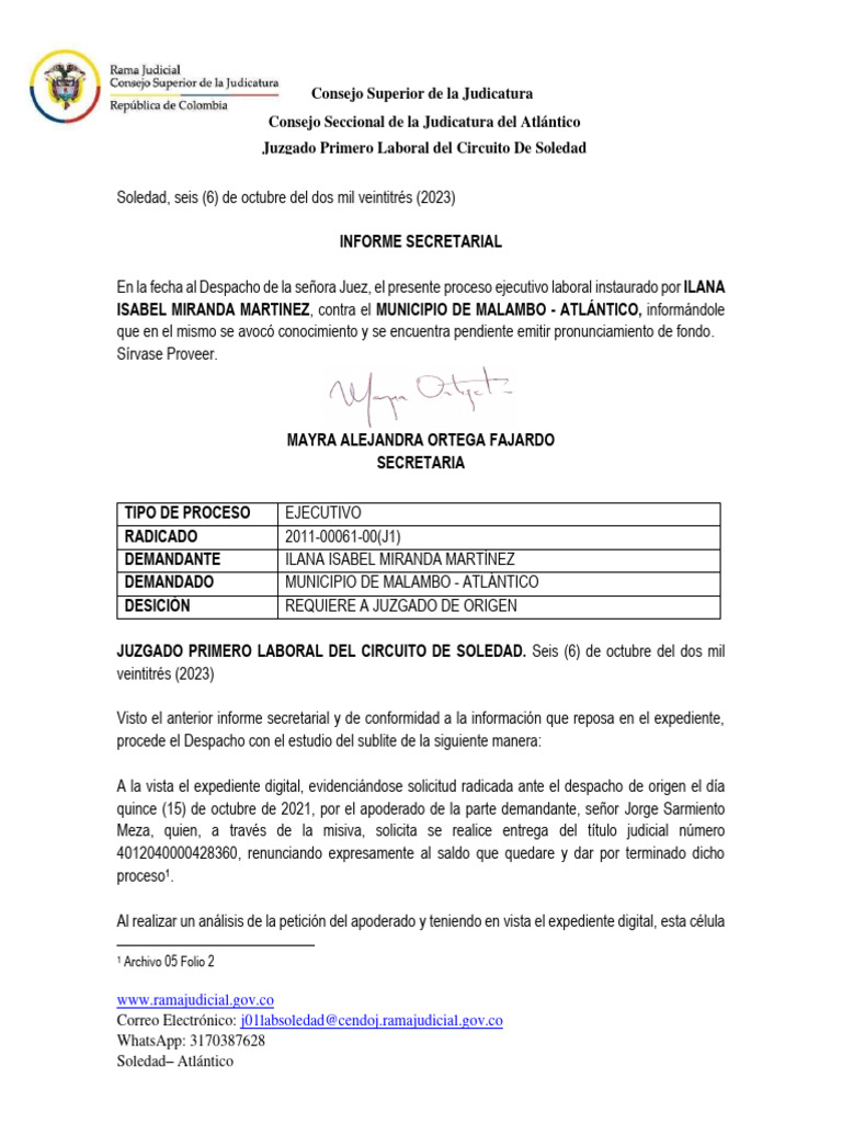 2011-00061 Conversiontitulo Yaneth | PDF | Gobierno