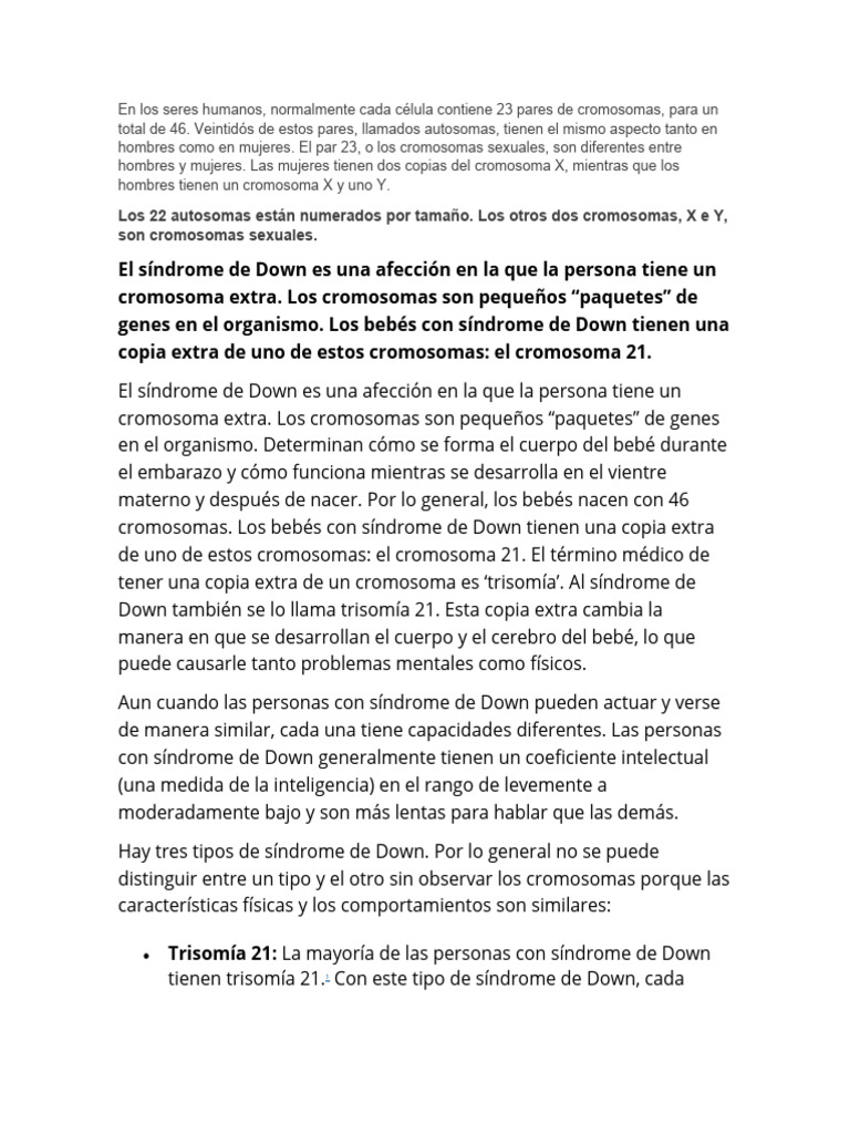 Los 22 Autosomas Están Numerados Por Tamaño. Los Otros Dos Cromosomas ...