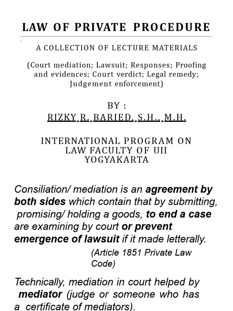 Law of Private Procedure | PDF | Lawsuit | Evidence (Law)